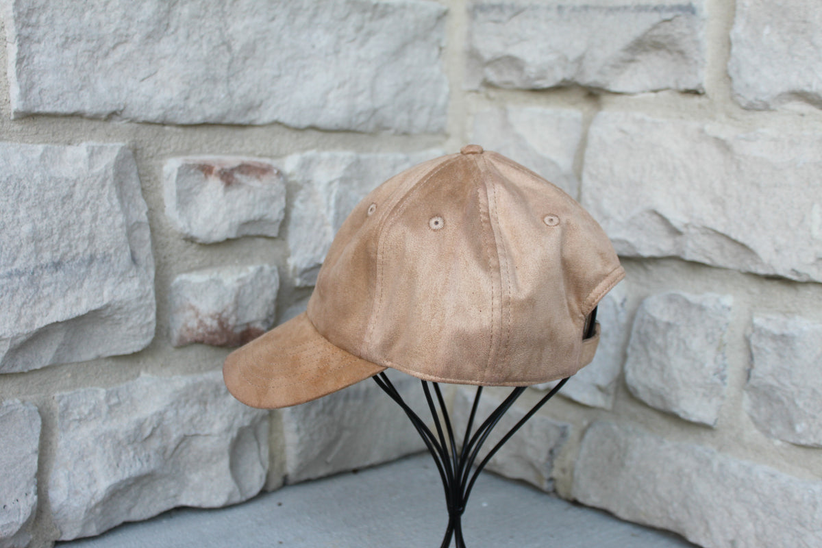 Microsuede Tan Cap – Embellished
